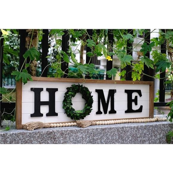 Accents | Rustic Large Home Sign With Real Wreath For Oframed Farmhouse ...